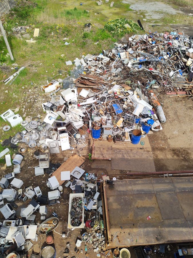 A Stunning Aerial View of Various Debris and Scrap Materials Scattered ...