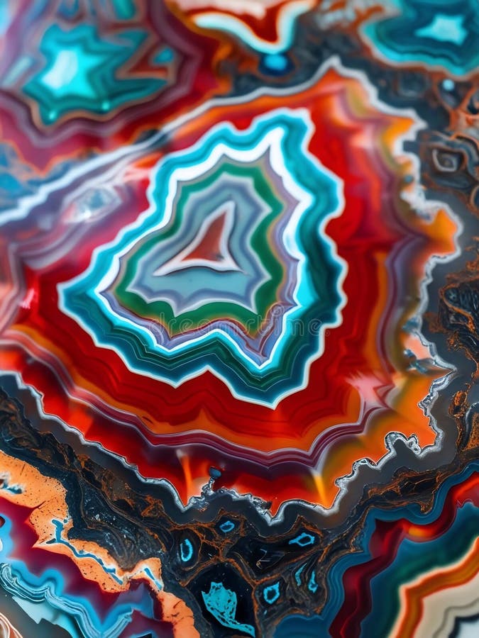 Stunning Agate Slice Macro Displaying Concentric Layers of Intense ...