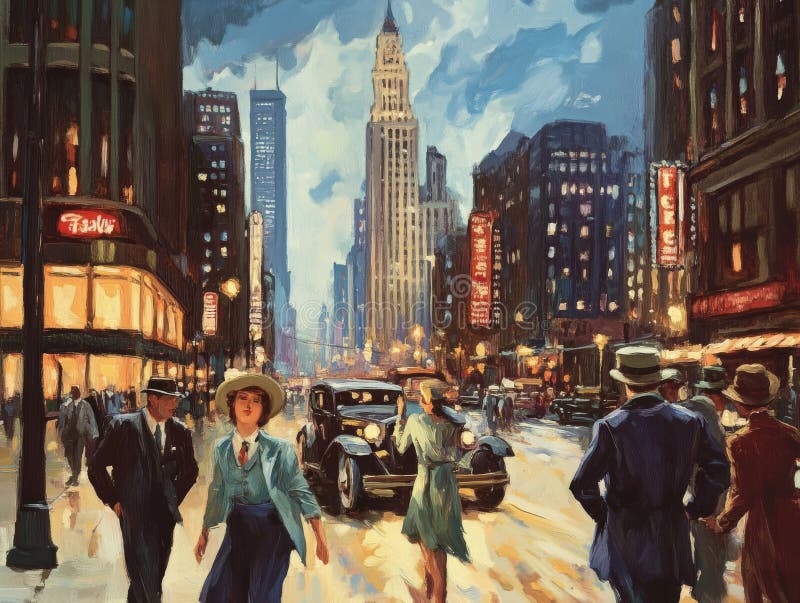 Bustling Chicago Streets in the 1930s – Urban Life and Resilience Stock ...