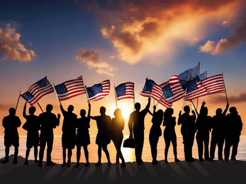 Patriotic Dawn: Unity in Independence Day Celebration Stock ...