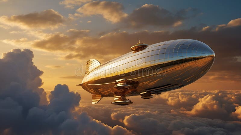 Zeppelin Floating Above the Clouds in a Majestic Sky Stock Photo ...