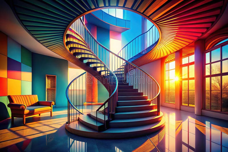 Stunning AIGenerated Abstract Spiral Staircase a Modern Interior Design ...