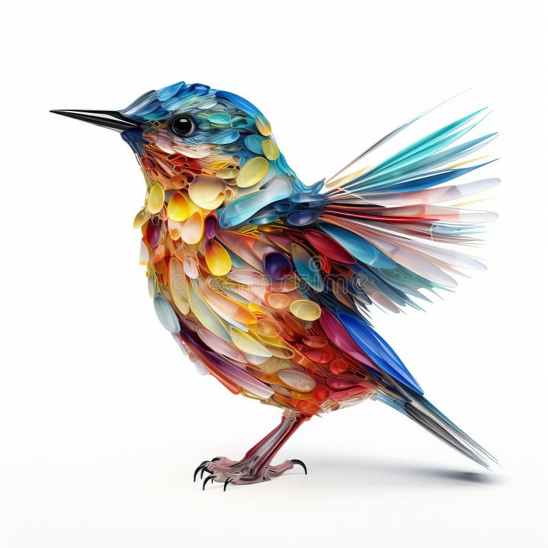 Stunning Algorithmic Art of a Bird in Isolation Stock Illustration ...