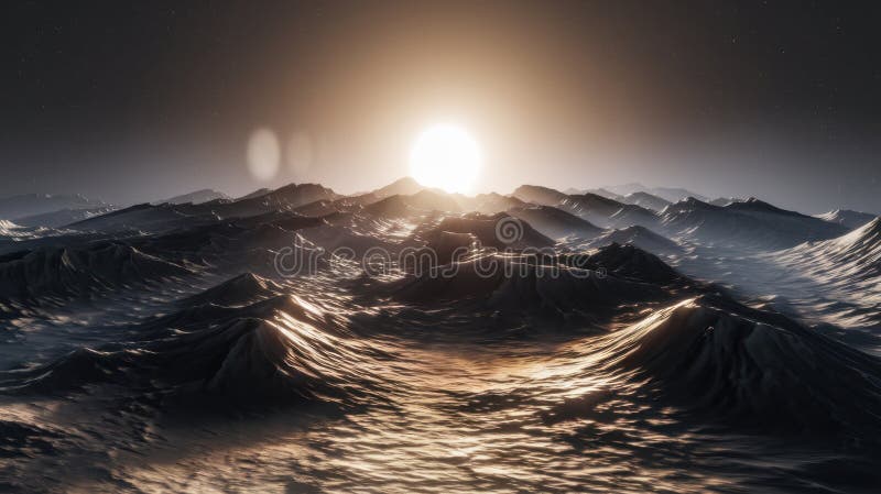 Surreal Alien Landscape at Sunrise Stock Photo - Image of horizon, cold ...