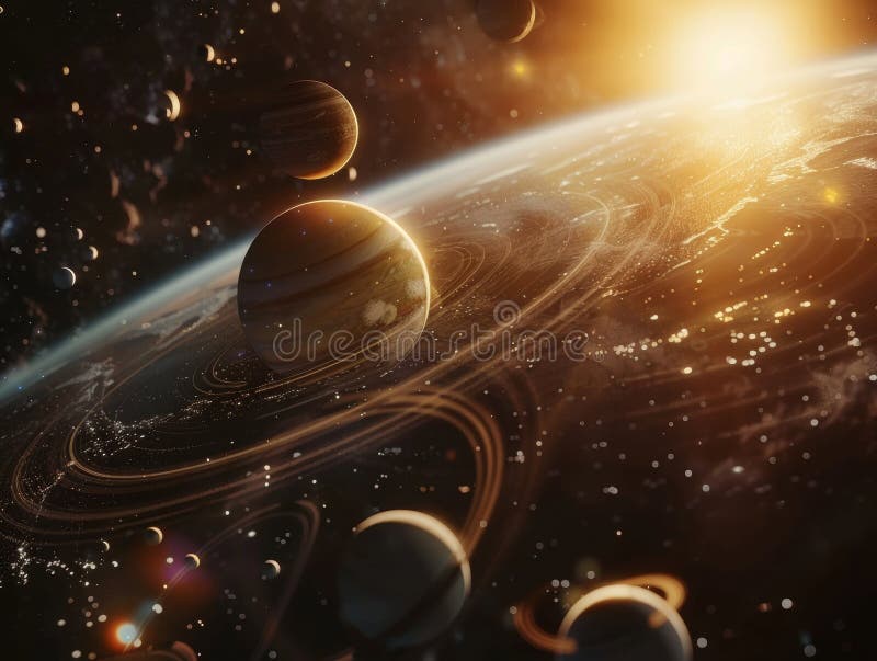 A Stunning Alignment of Colorful Planets in Deep Space, Featuring ...