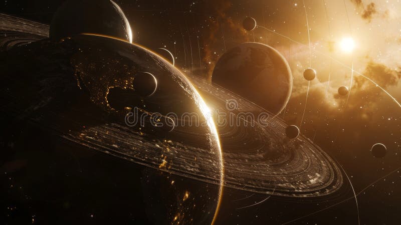 A Stunning Alignment of Colorful Planets in Deep Space, Featuring ...