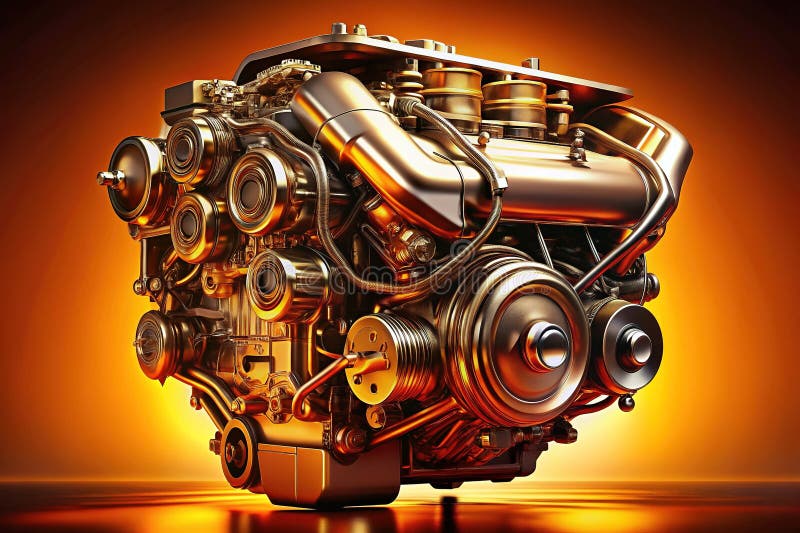 Stunning Amberhued V6 Engine Design Render Architectural Form and ...