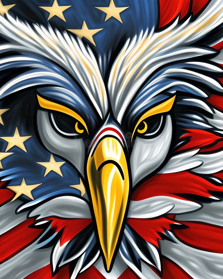 Stunning American Bald Eagle Flag Stock Illustration - Illustration of ...