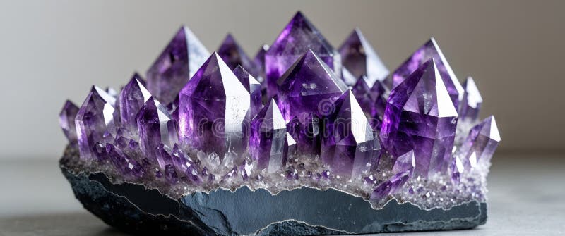 Stunning Amethyst Geode Crystal Cluster with Purple Points on Slate ...