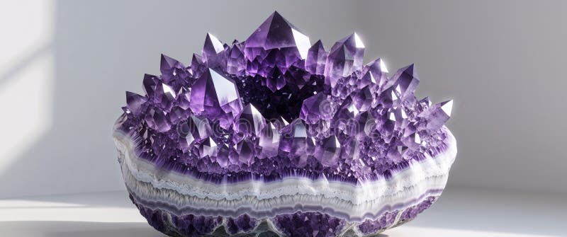Stunning Amethyst Geode with Deep Purple Crystals and a Frosty White ...