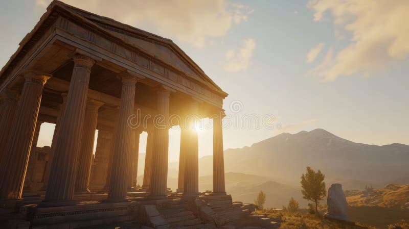 Stunning Ancient Greek Temple Illuminated by Sunlight with Breathtaking ...