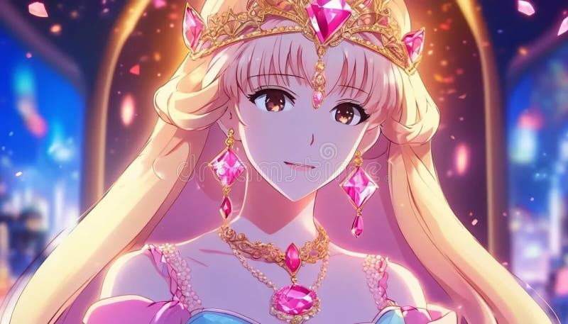 Stunning Anime Princess with Pink Diamonds Stock Illustration ...
