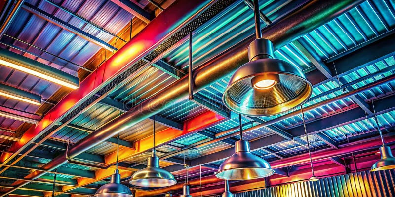 Stunning Architectural Ceiling Detail a Double Exposure of Lighting and ...