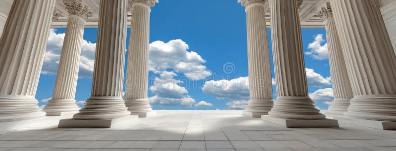 Stunning Architectural Columns Rise Majestically Against a Bright Blue ...