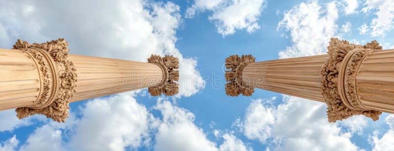 Stunning Architectural Columns Rise Majestically Against a Bright Blue ...