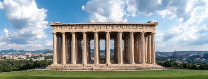 Stunning Architectural Columns Rise Majestically Against a Bright Blue ...