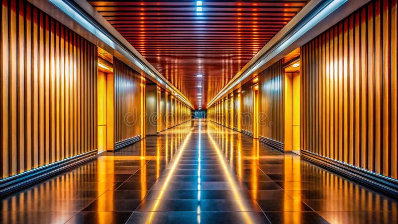 Stunning Architectural Interior a Panoramic View of a Long Linear ...