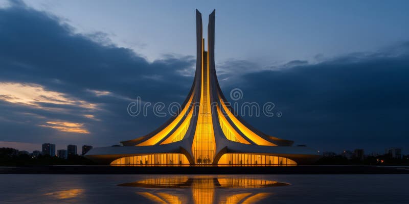 A Stunning Architectural Marvel Stands Tall Against the Twilight Sky ...