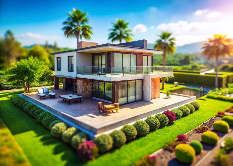 Stunning Architectural Model of a Modern Villa a TiltShift Perspective ...