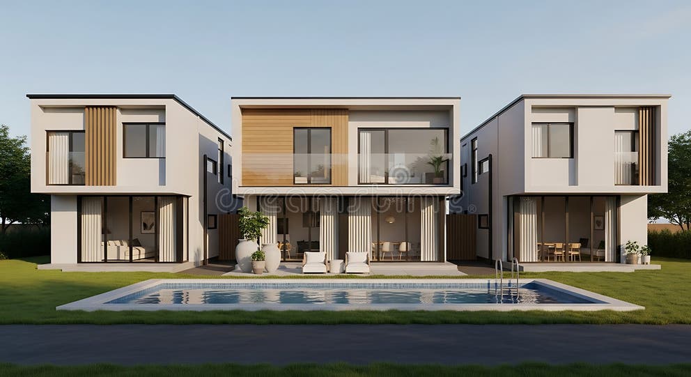 Modern Minimalist House Design Stock Image - Image of mansion, exterior: 390003565