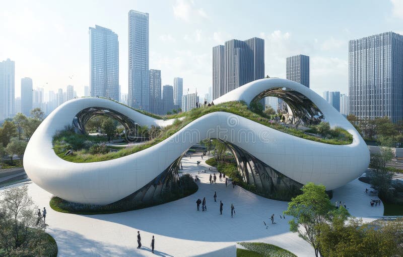 Architectural Rendering of an Innovative Urban Park with Futuristic ...