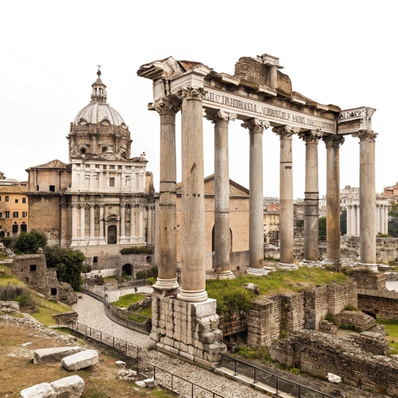 Roman Forum in Rome Italy Isolated on White Background Stock ...