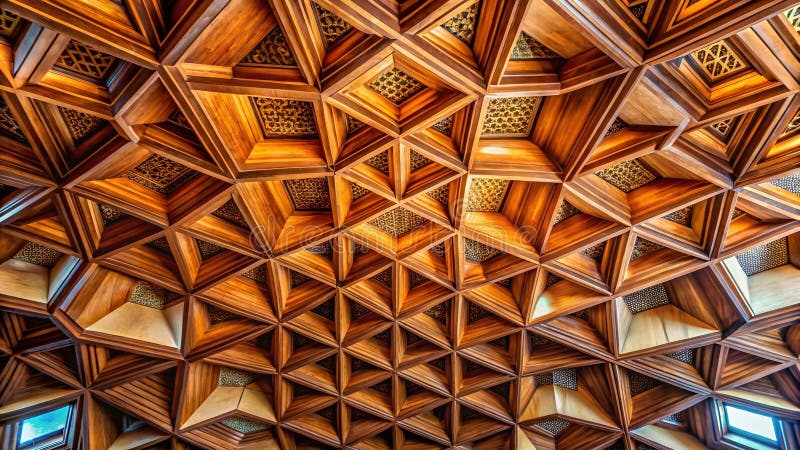 Stunning Architectural Wood Panel Ceiling a Panoramic View of Geometric ...