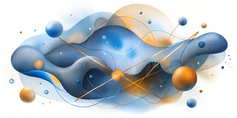 A Stunning Arrangement of Blue and Gold Circles with Intersecting Lines ...