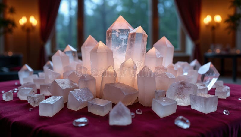 A Stunning Arrangement of Crystals on Display Stock Illustration ...