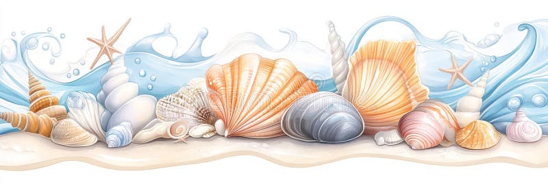 Seashell Banner Featuring a Variety of Colorful Shells Set Against ...