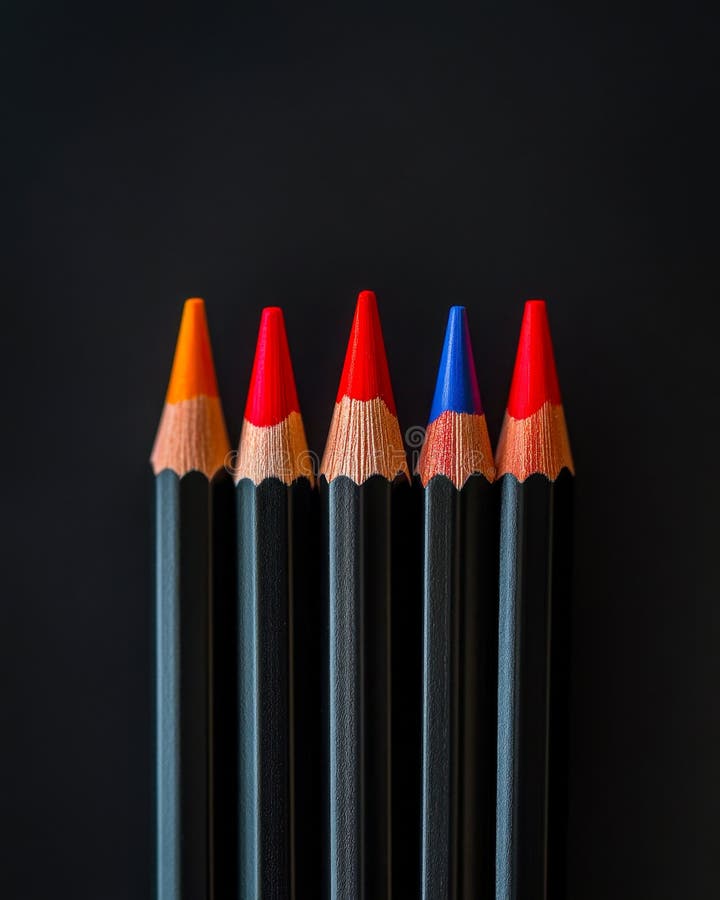 Stunning Arrangement of Sharpened Pencils with Vibrant Tips on a Smooth ...