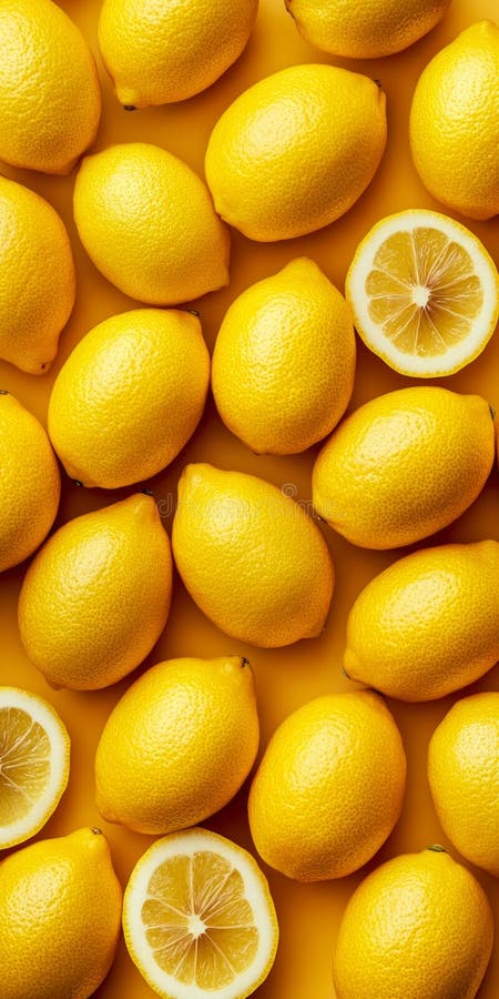 Fresh Yellow Lemons Laid Out in a Vibrant Pattern. these Juicy Fruits ...