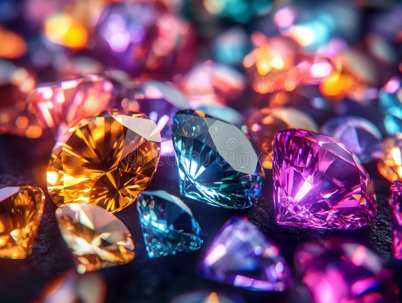 A Stunning Array of Brilliantly Cut Diamonds Scattered Against a Dark ...