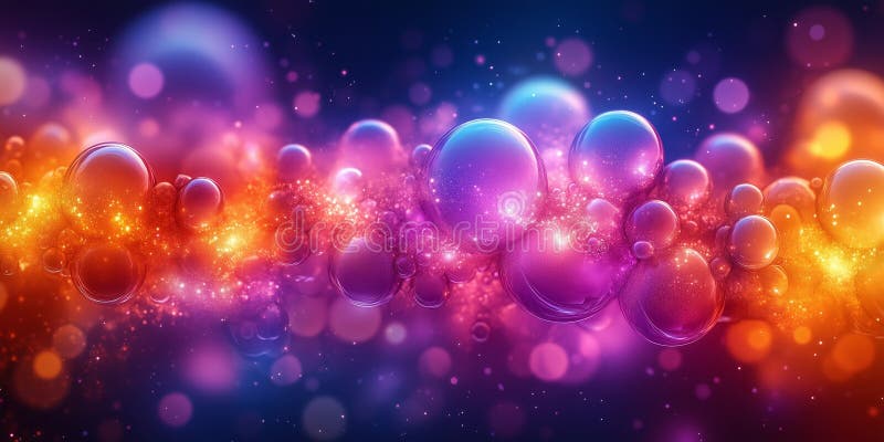 Colorful Abstract Bubbles with Vibrant Lights in a Cosmic Background. Stock Photo - Image of ...