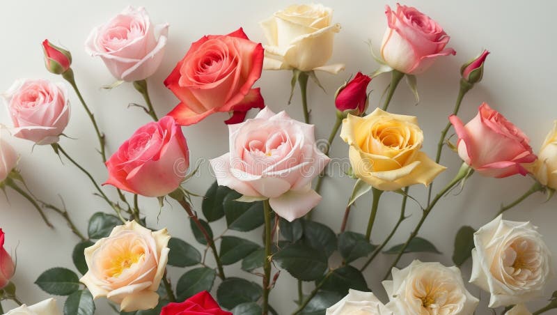 A Stunning Array of Colorful Roses Celebrates the Beauty of Love. Stock ...