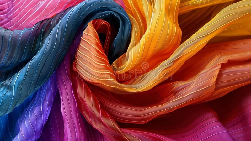 Colorful Silk Fabric Swirling Together in Vibrant Patterns Showcasing ...