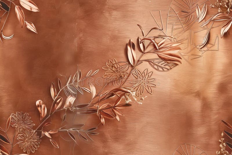 Stunning Array of Delicate Copper Elements with Floral Patterns Stock ...