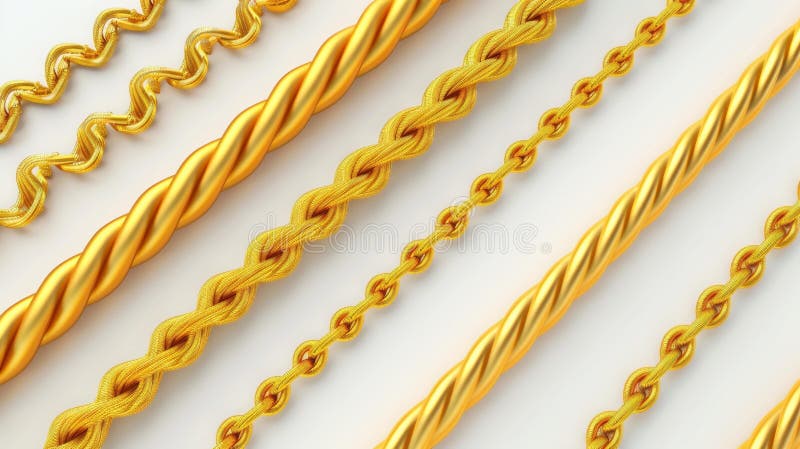 A Stunning Array of Gold Ropes, Featuring Both Straight and Twisted ...