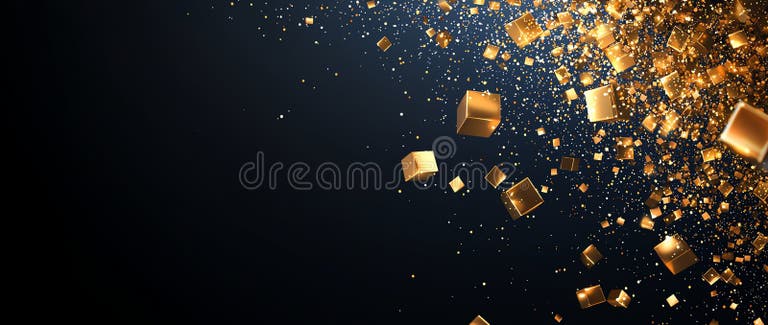 A Stunning Array of Golden Cubes and Sparkling Particles Gracefully ...