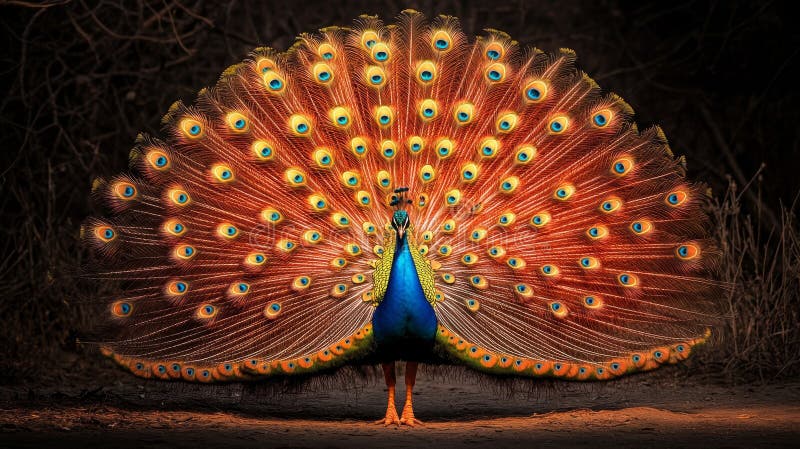 A Stunning Array of Peacock Feathers Spread Out in a Semicircular Shape ...