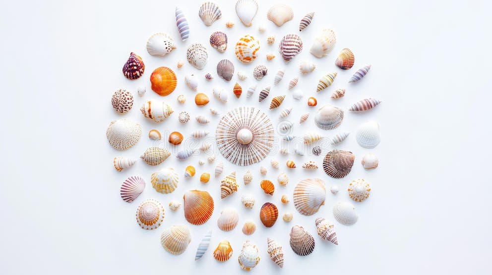 A Stunning Array of Seashells, Meticulously Arranged in a Circular ...