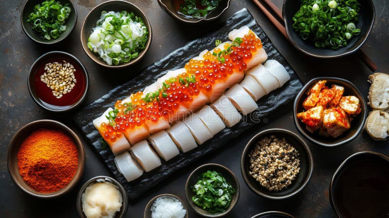 Traditional Chinese Ingredients Beautifully Arranged Culinary Display ...