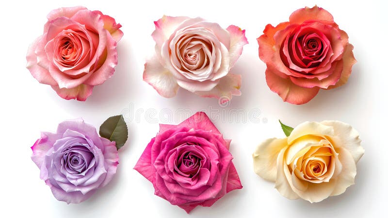 Beautiful Collection of Colorful Roses on a White Background. Classic ...