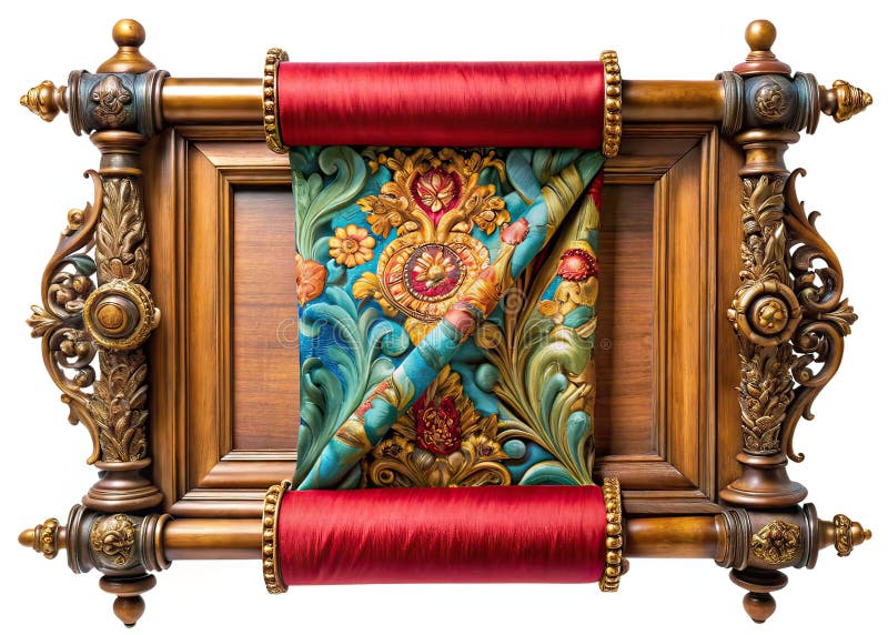 A Stunning Art Deco Silk Scroll Draped in an Ornate Wooden Frame ...