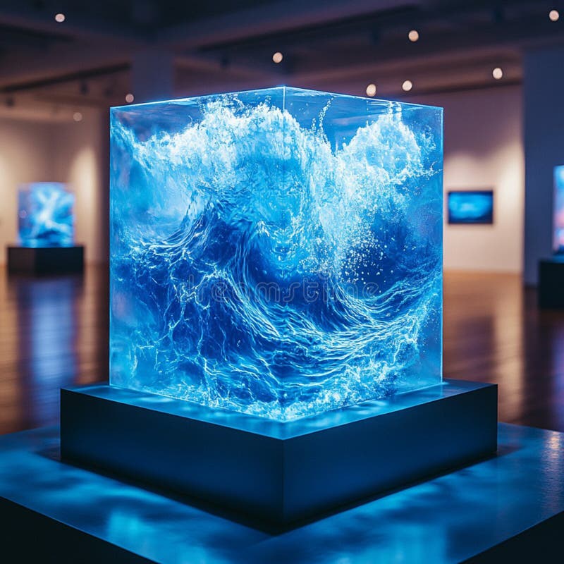 Stunning Art Installation Featuring a Cubic Sculpture of Vibrant Blue ...