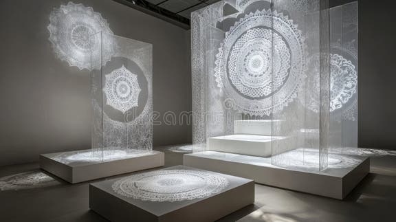 Stunning Art Installation Featuring Intricate Lace Patterns Projected ...