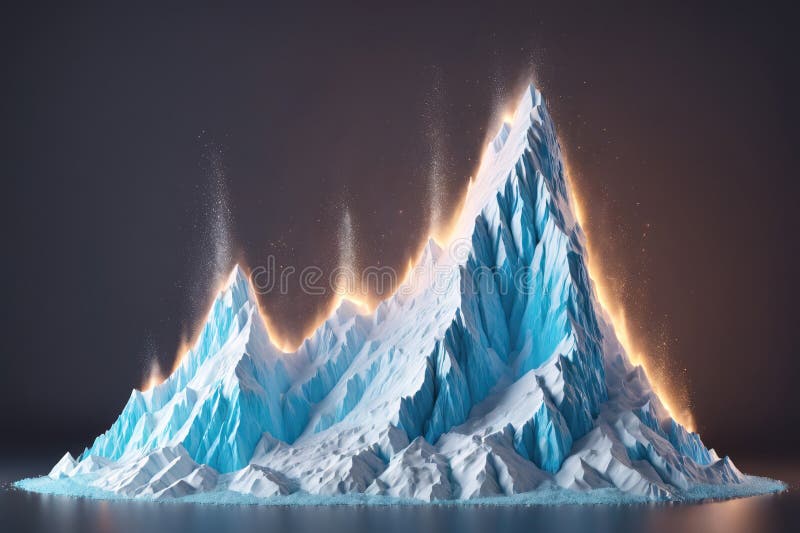 Stunning Artificial Mountain Landscape with Bright Glowing Peaks in a ...