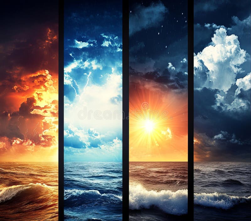 Stunning Artistic Depiction of Different Weather Conditions Over an ...