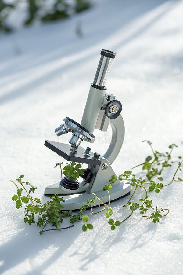 Stunning Artistic Photograph of a Silver Microscope Surrounded by Lush ...