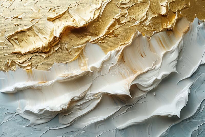 Golden Textured Painting with Brushstroke and Pallet Knife on Canvas ...